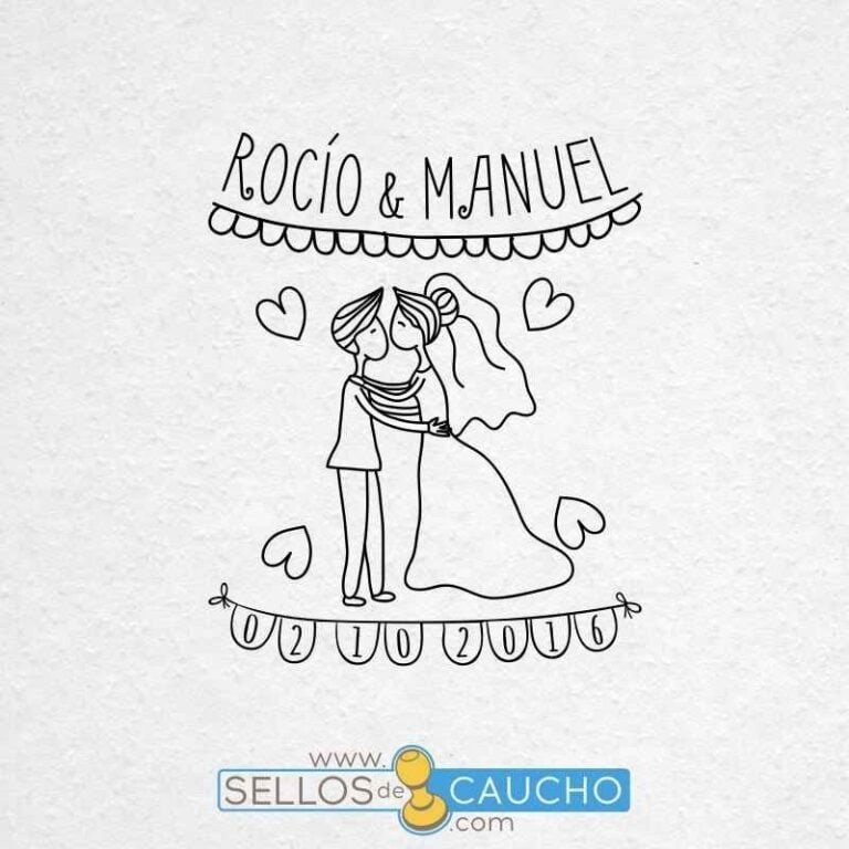 Sellos personalizados de boda Beso Novios