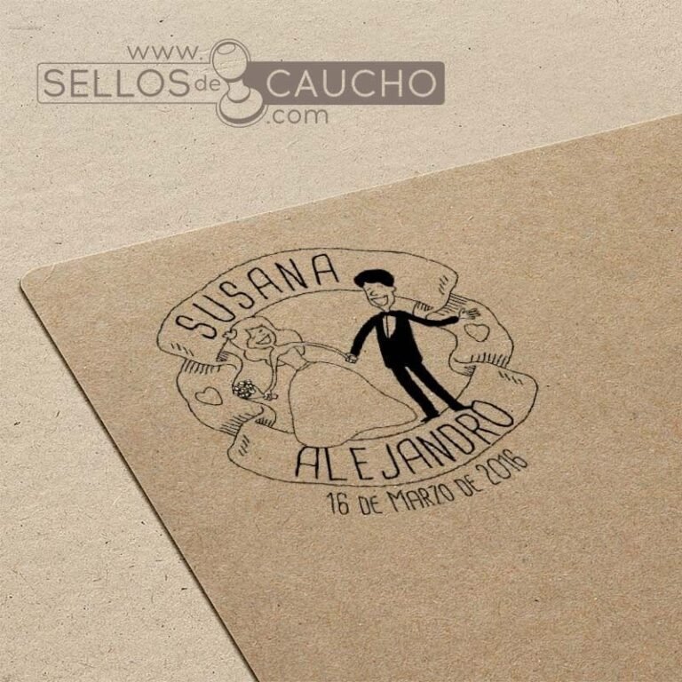 Sellos personalizados de boda Felices Novios