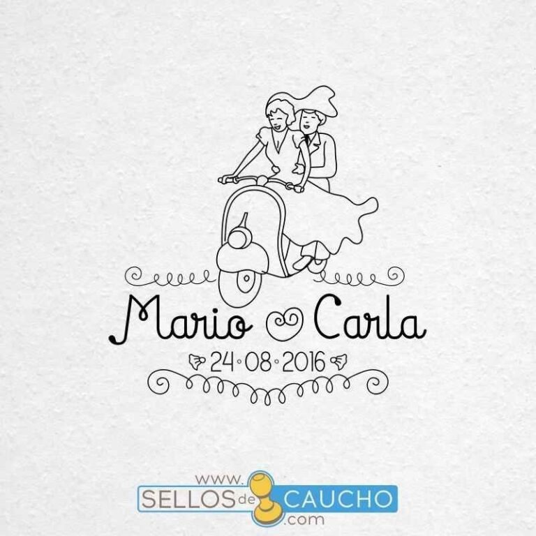 Sellos personalizdos boda Novios Vespa